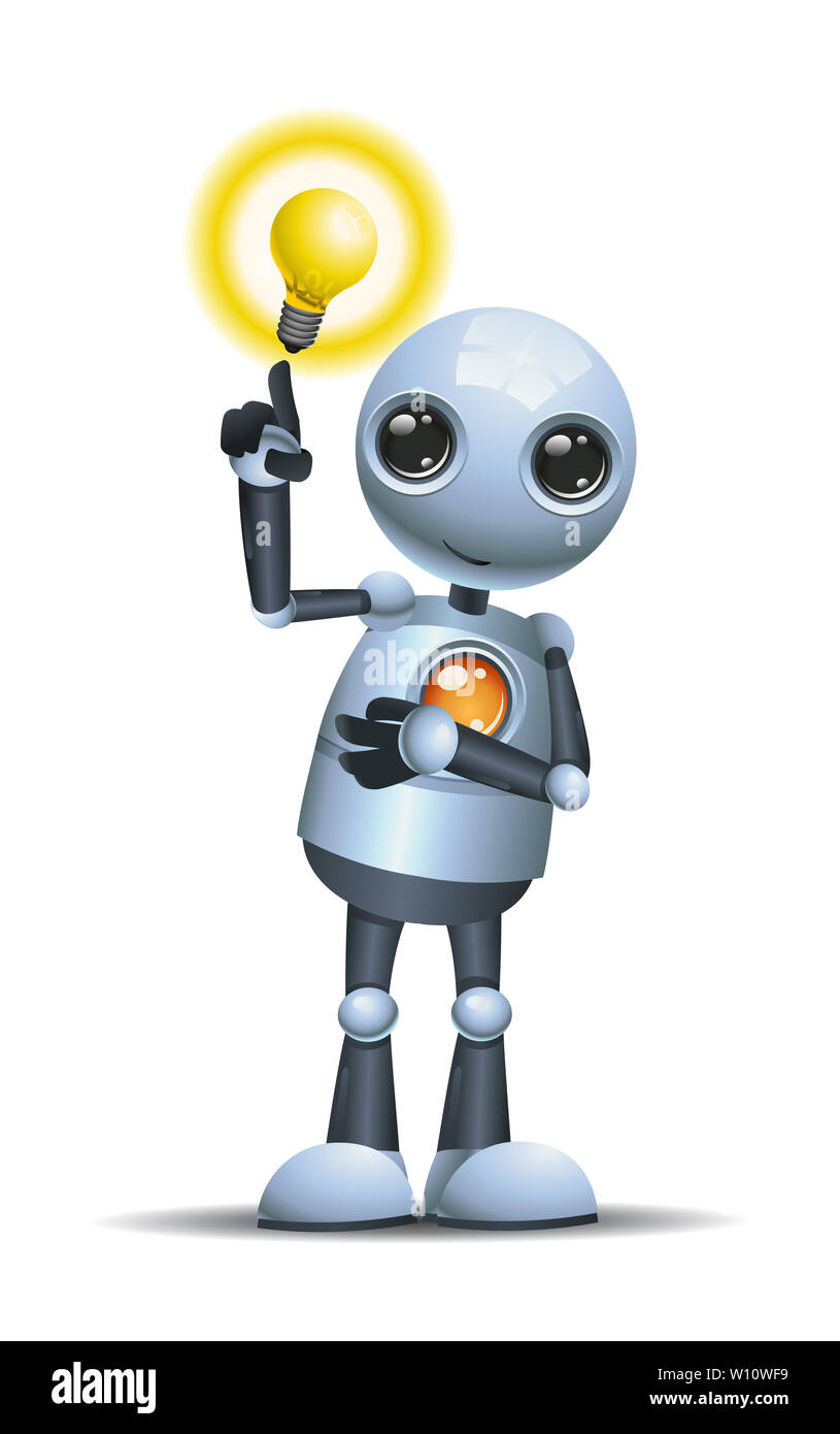 3D illustration of a little robot got an idea on isolated white ...