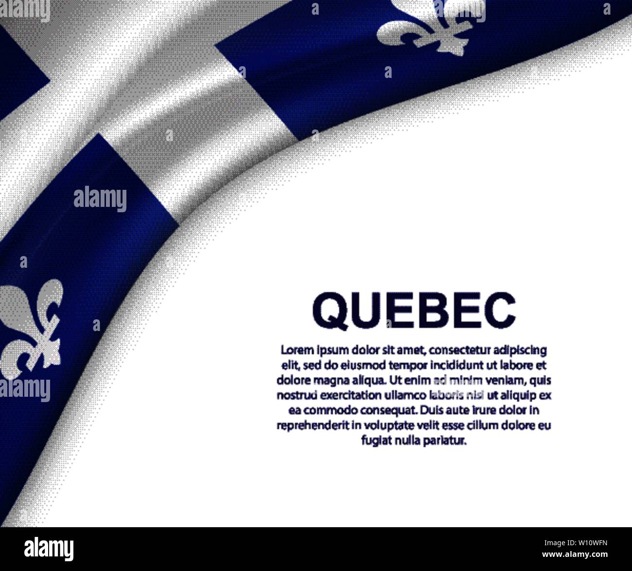 waving flag of Quebec on white background. Template for design Stock ...