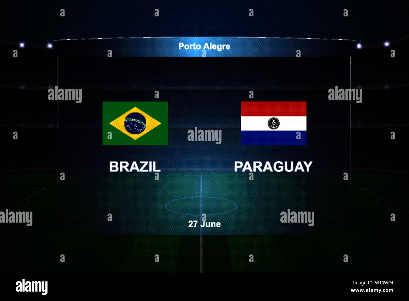 Brazil vs Paraguay football scoreboard broadcast graphic soccer ...