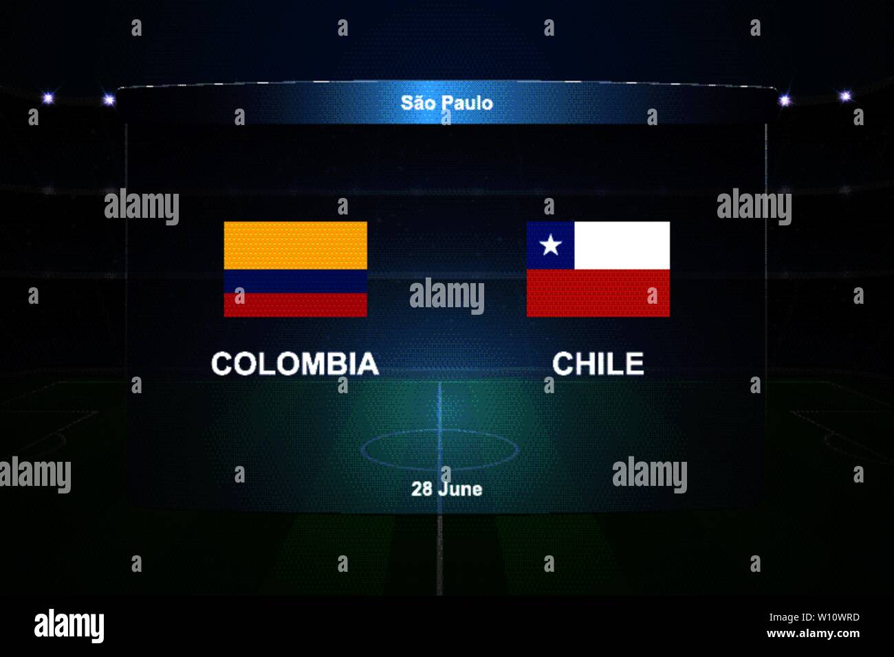Colombia vs Chile football scoreboard broadcast graphic soccer template ...