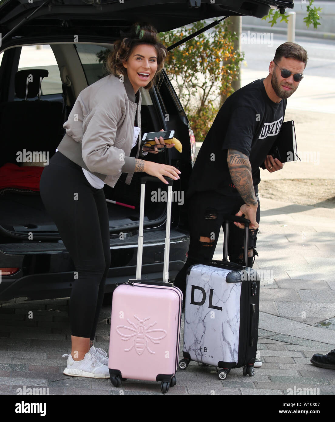 Jess Shears and Dom Lever outside ITV Studios Featuring: Jess Shears ...