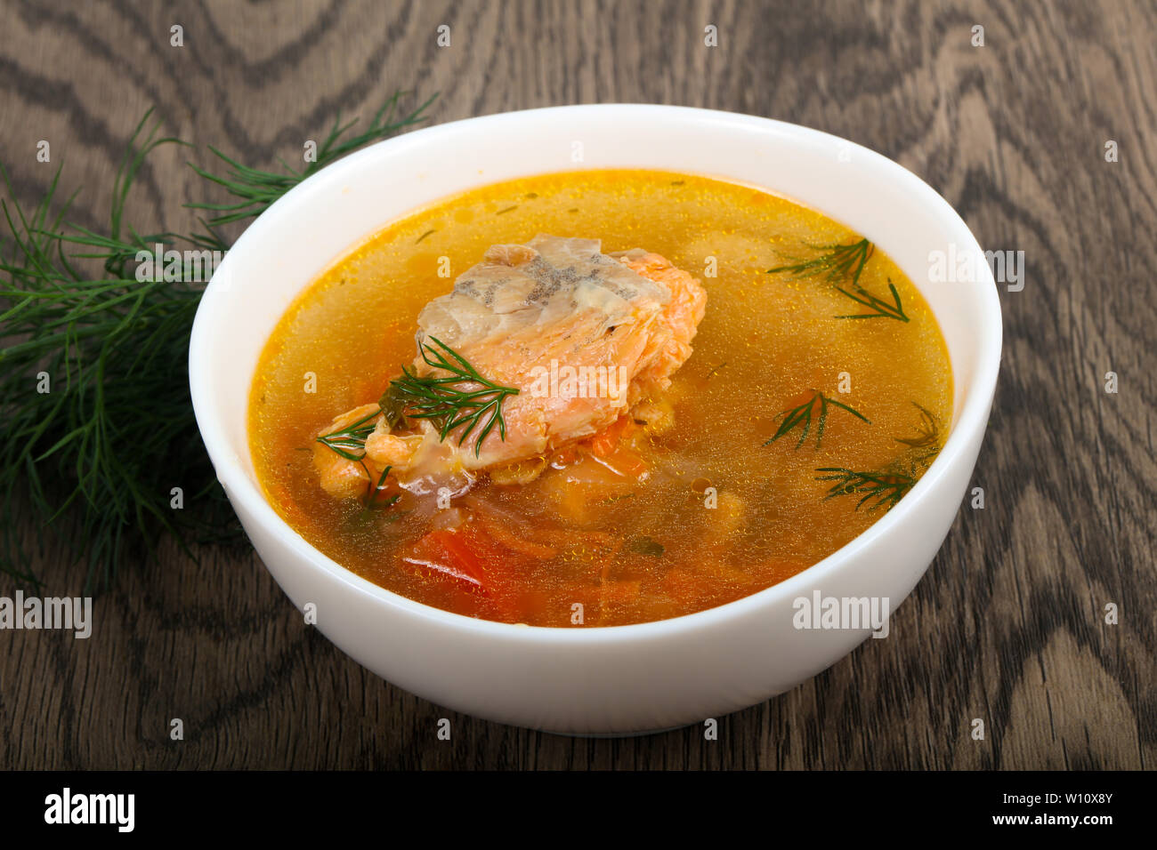 Salmon fish soup Stock Photo - Alamy