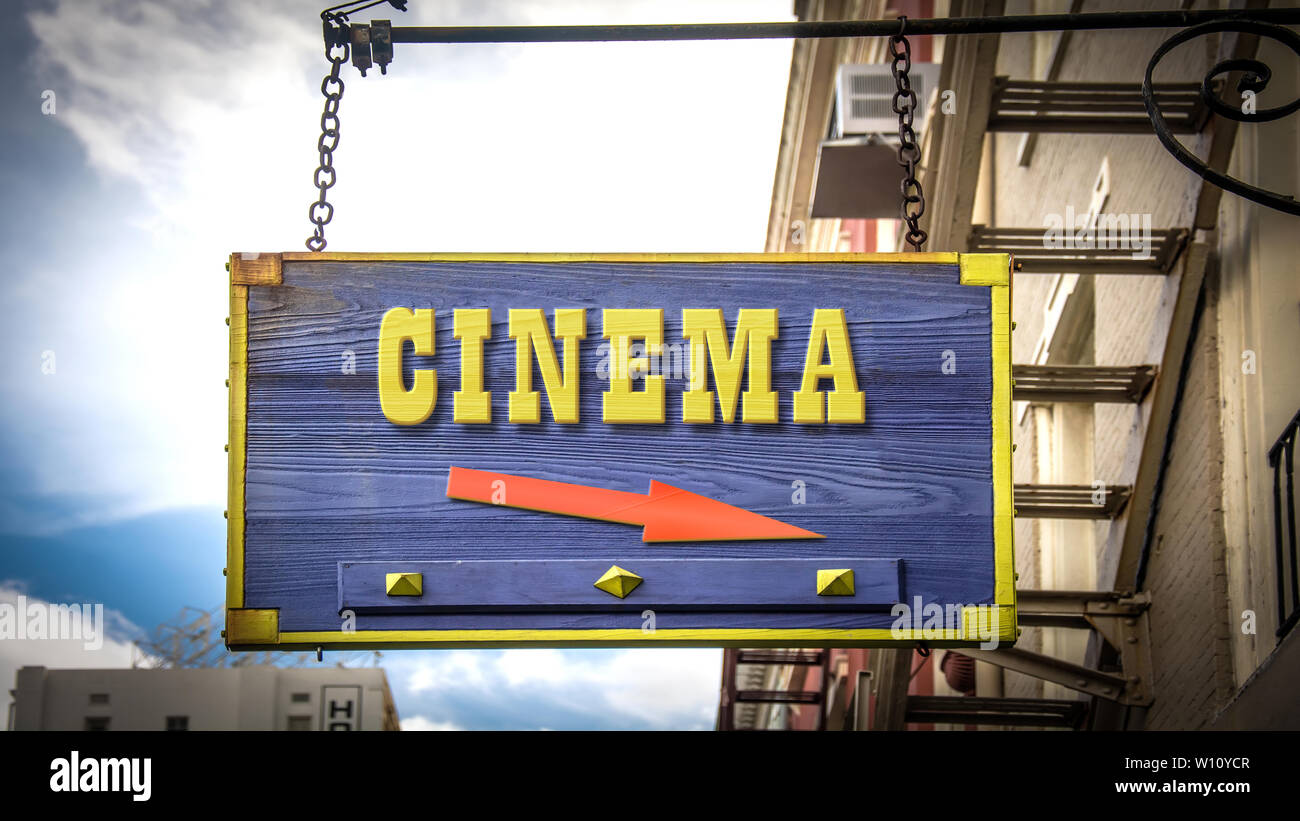 Street Sign the Direction Way to Cinema Stock Photo - Alamy