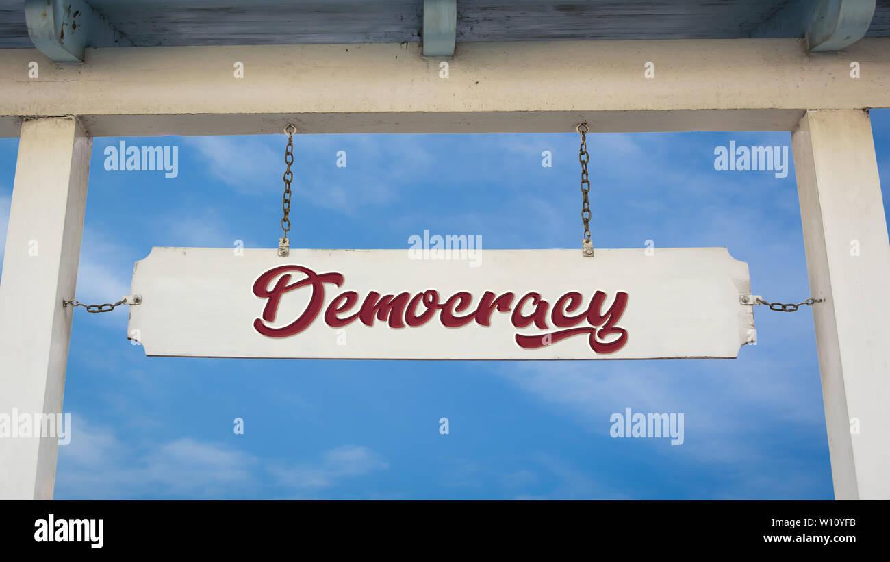 Street Sign the Direction Way to Democracy Stock Photo - Alamy