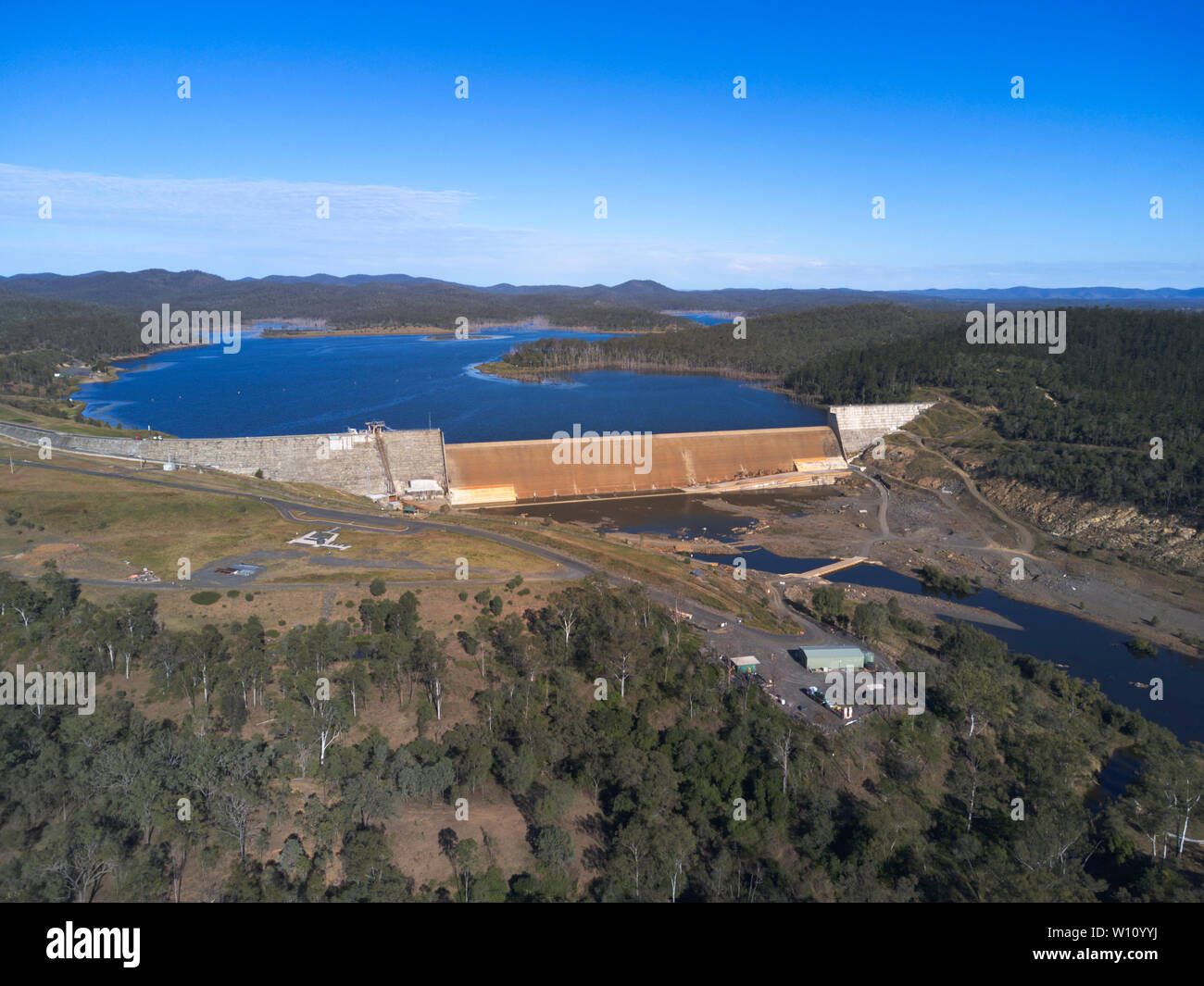 Aerial of Paradise Dam on the Burnett River near Biggenden Queensland ...