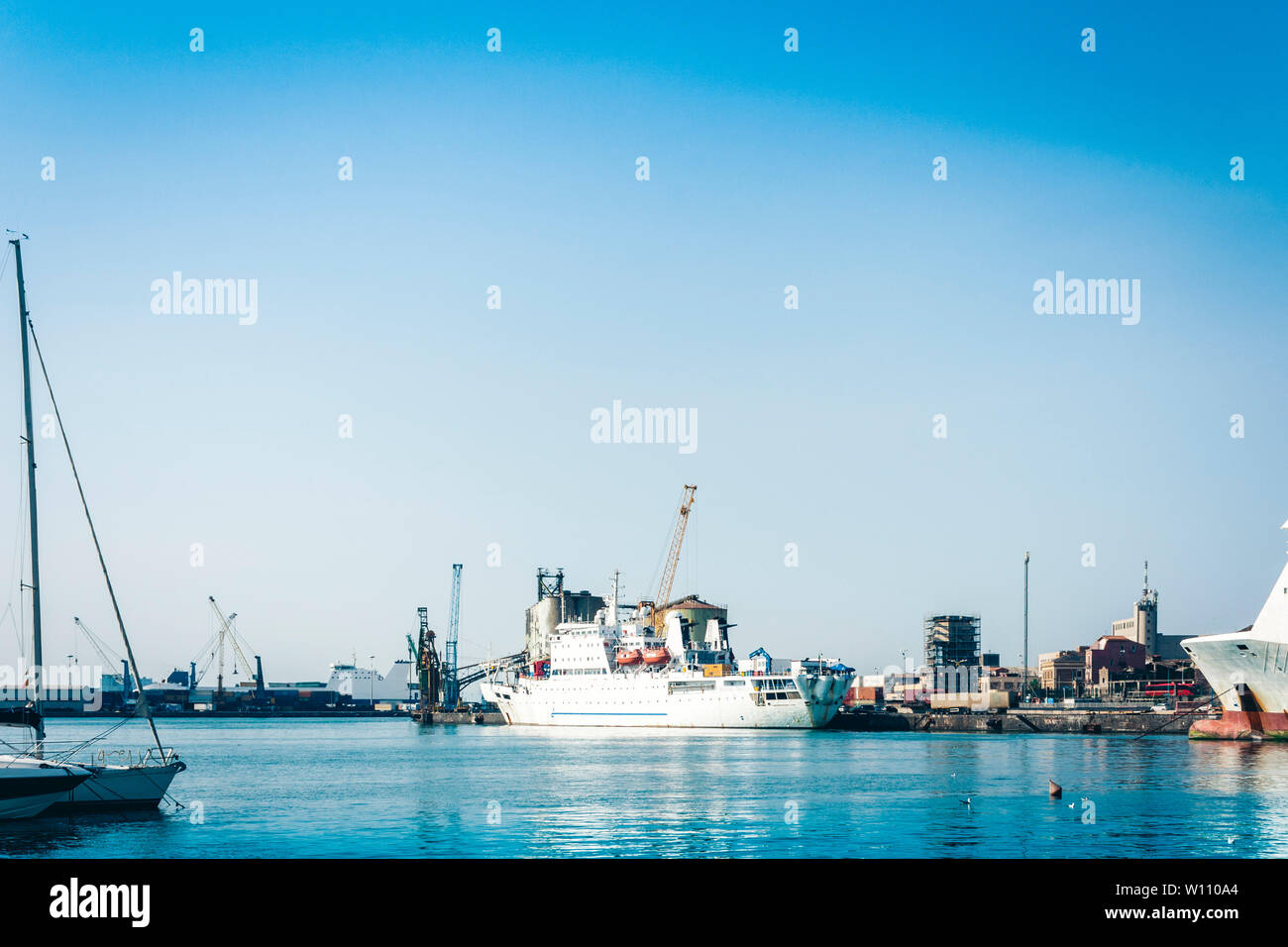 The Catania Port Authority, seascape with sail boats, Sicily, Italy ...