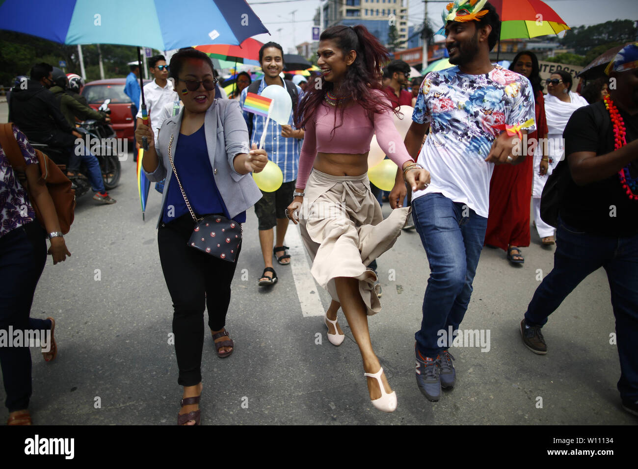 Kathmandu, Nepal. 29th June, 2019. People from the LGBTIQ community ...