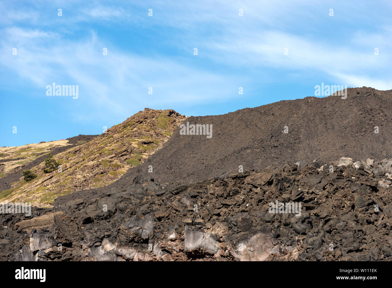Detail of the hardened lava flow. Mount Etna Volcano, Sicily island ...