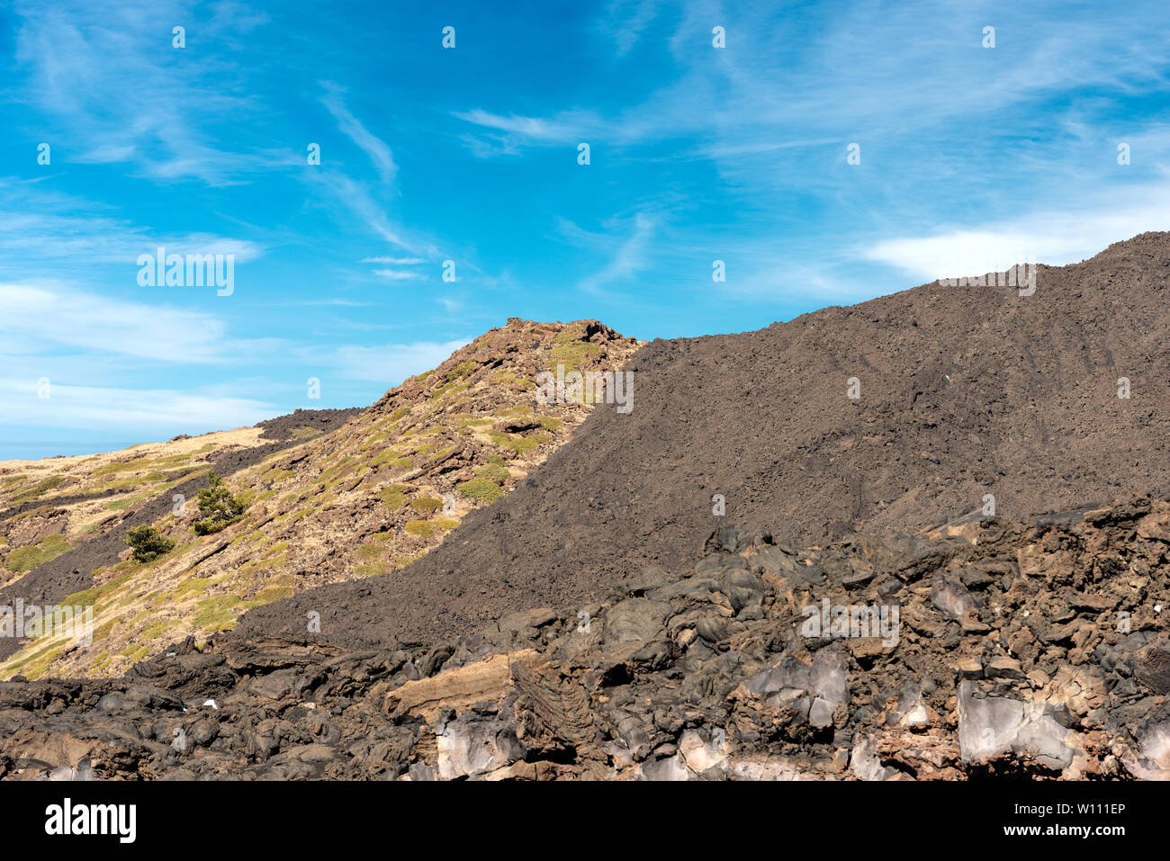 Detail of the hardened lava flow. Mount Etna Volcano, Sicily island ...