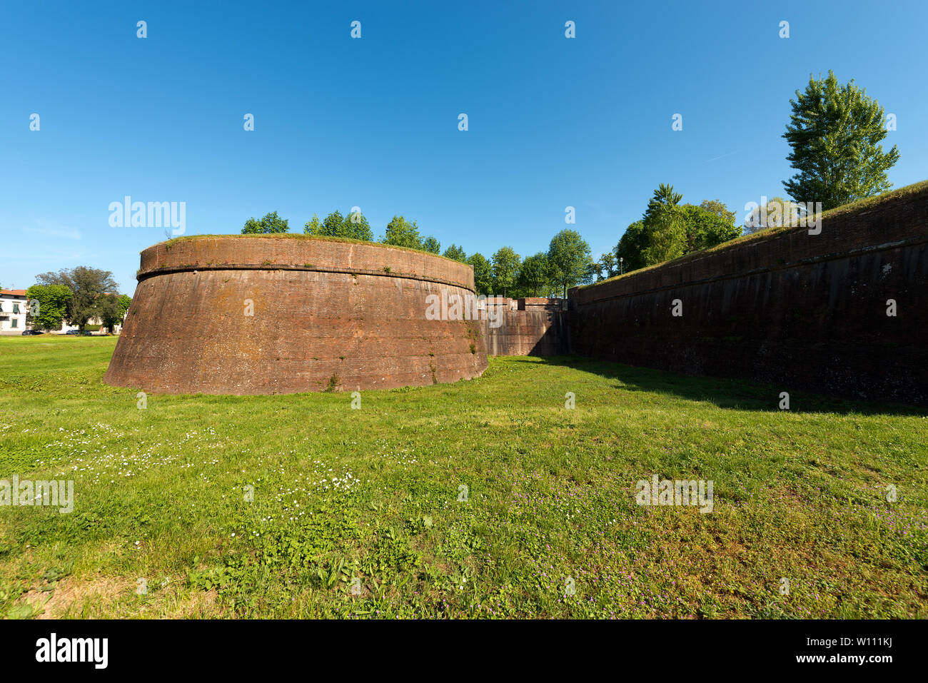 The ancient fortified walls of the city of Lucca, Toscana (Tuscany ...