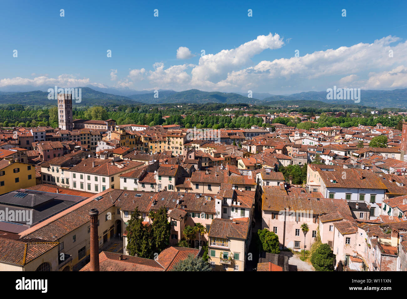 Lucca amphitheater square tower hi-res stock photography and images - Alamy