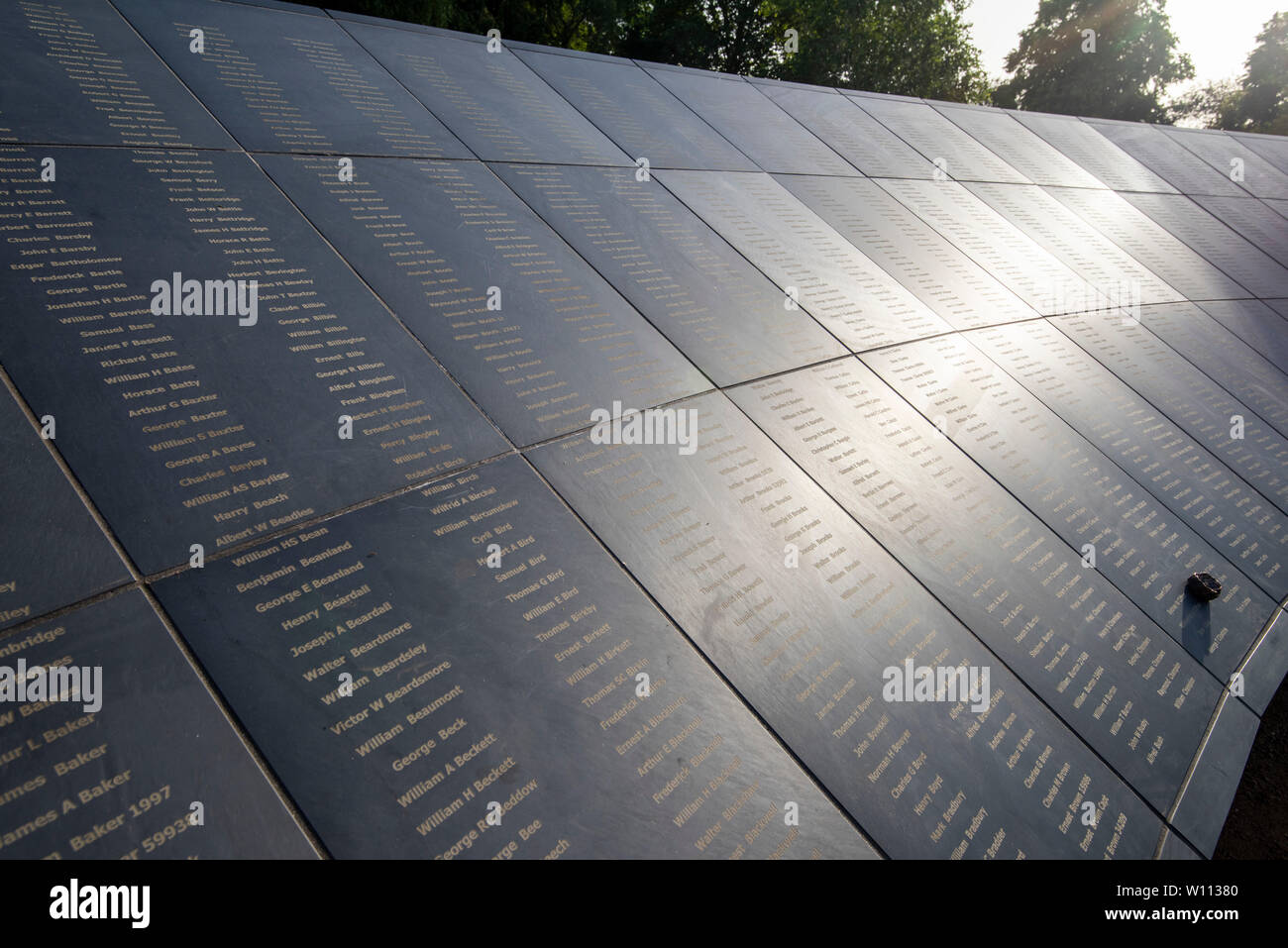 Close up of names on the War Memorial to Nottinghamshire's fallen ...