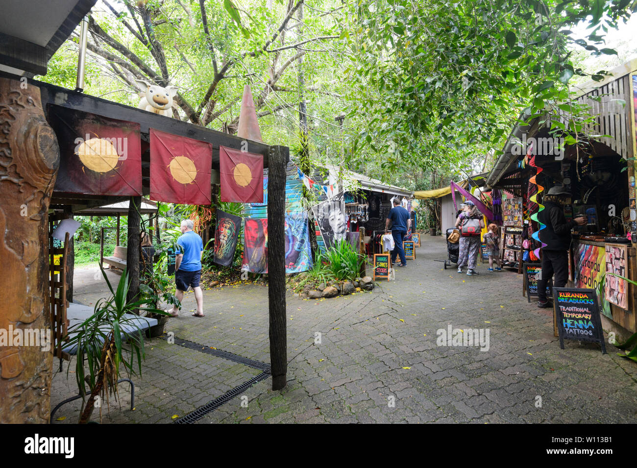 The popular original Rainforest Market in Kuranda, near Cairns, Far ...