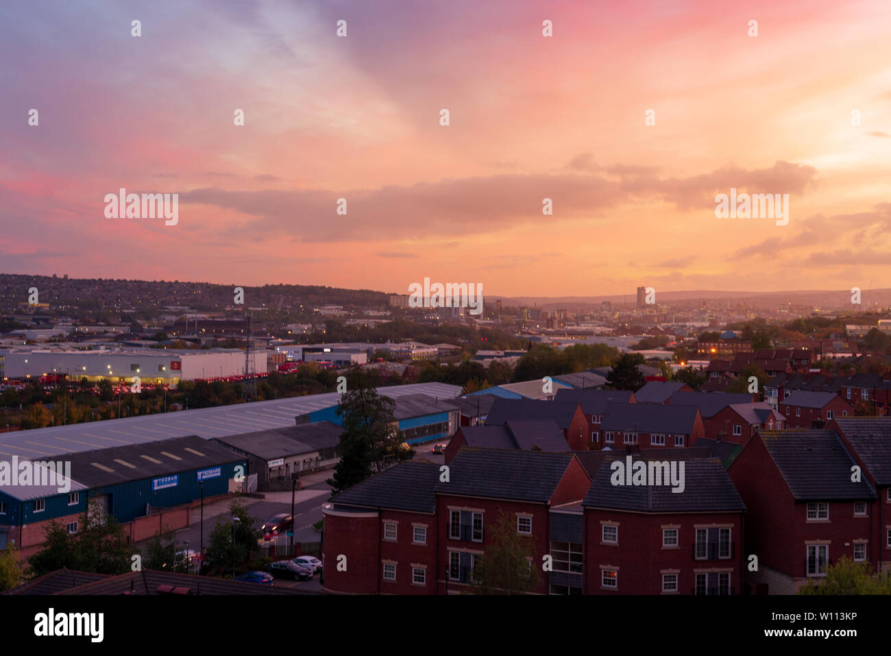 SHEFFIELD, UK - 17TH OCTOBER 2018: Aerial image of Sheffield City at ...
