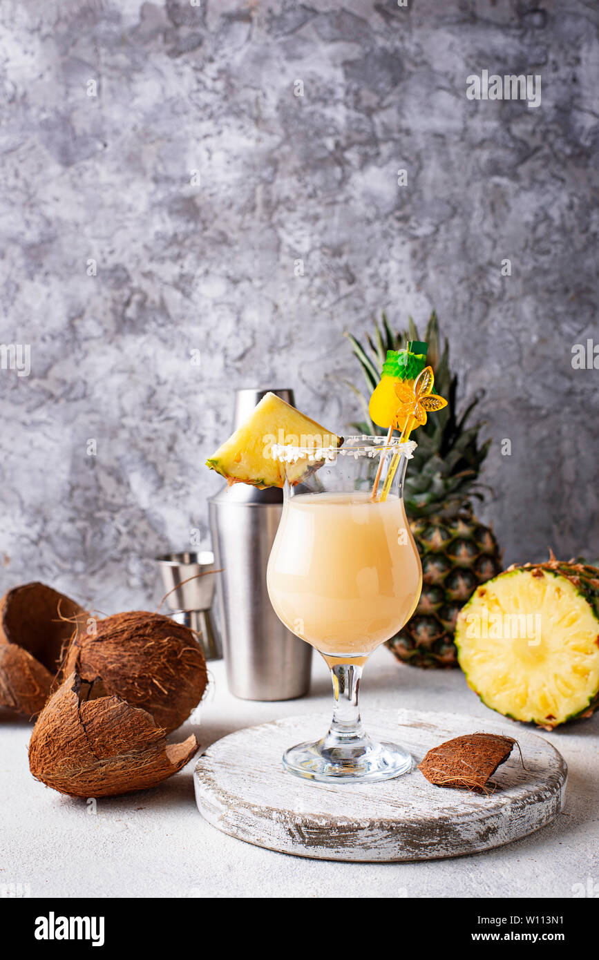 Pina colada cocktail with coconut and pineapple Stock Photo - Alamy