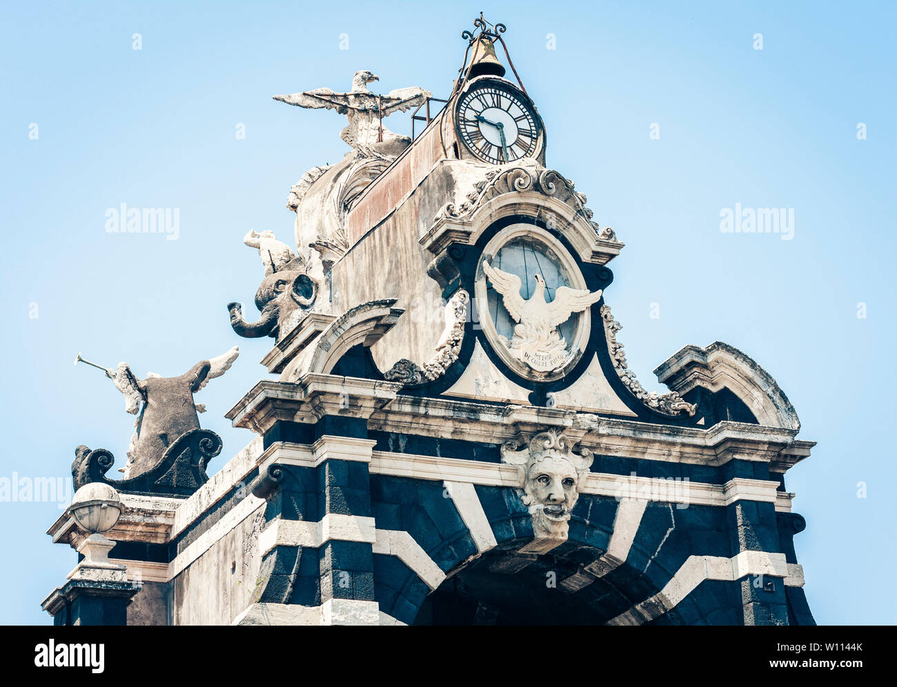 famous landmark – gate Porta Garibaldi in Catania, Sicily, Italy Stock ...