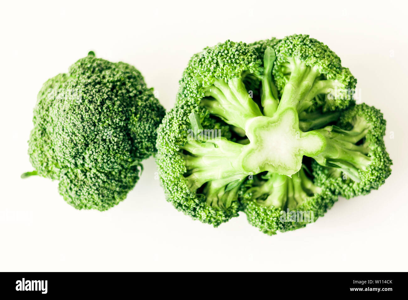 Broccoli inflorescence on white background isolated with space for text ...