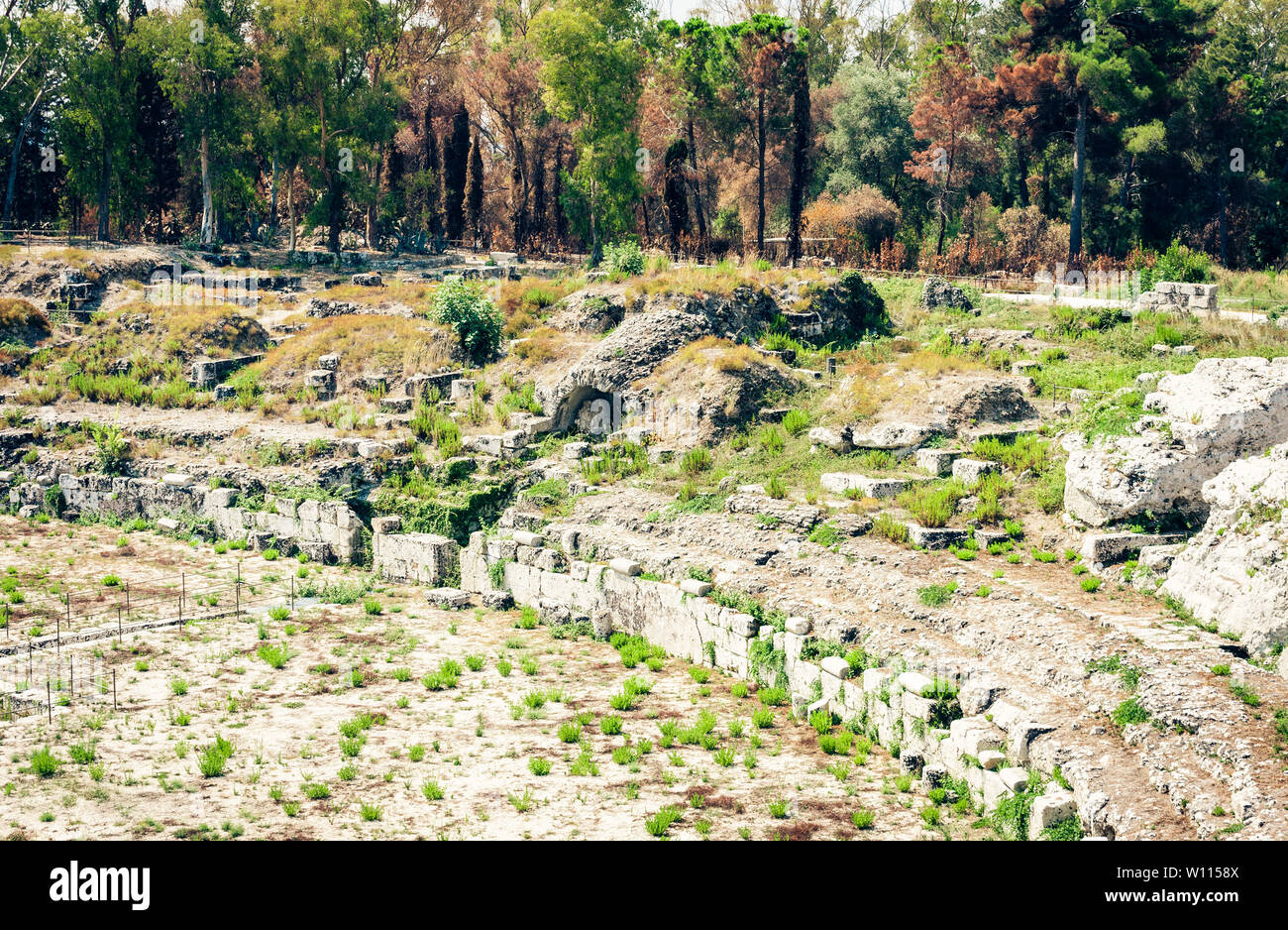 The Roman amphitheater of Syracuse (Siracusa) – ruins in Archeological ...