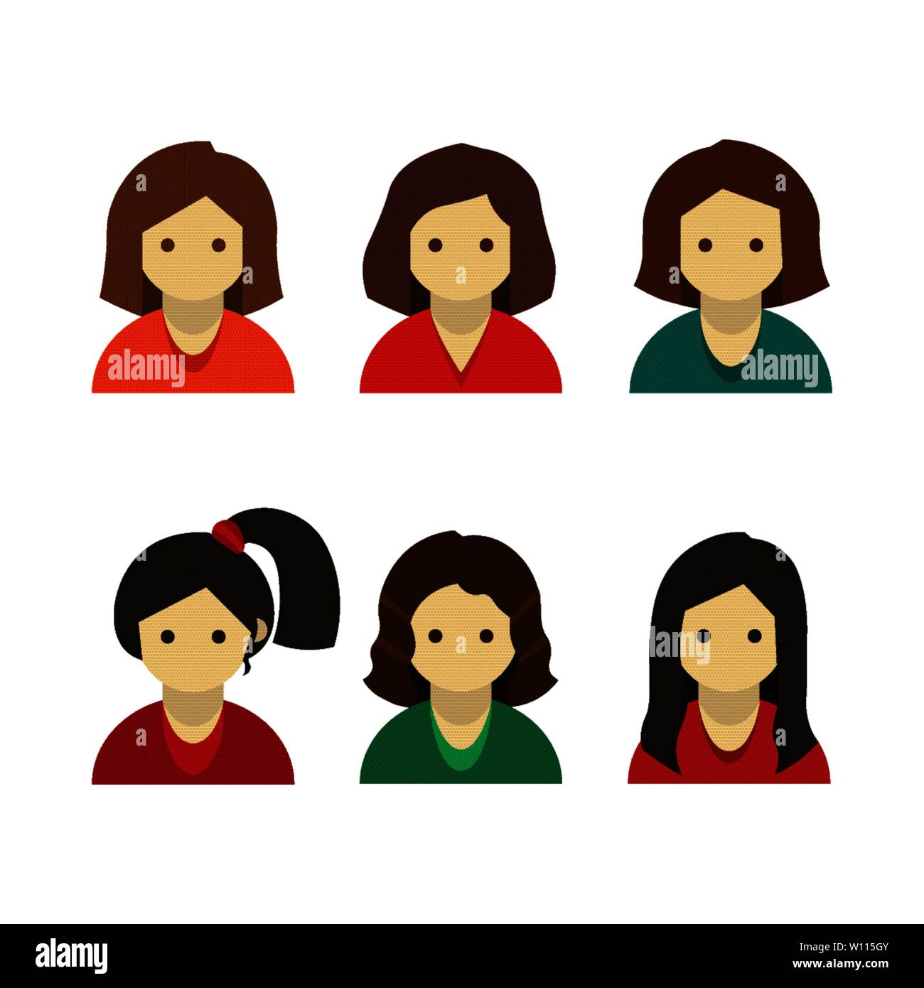 Set of colorful female faces icons in flat style Stock Vector Image ...