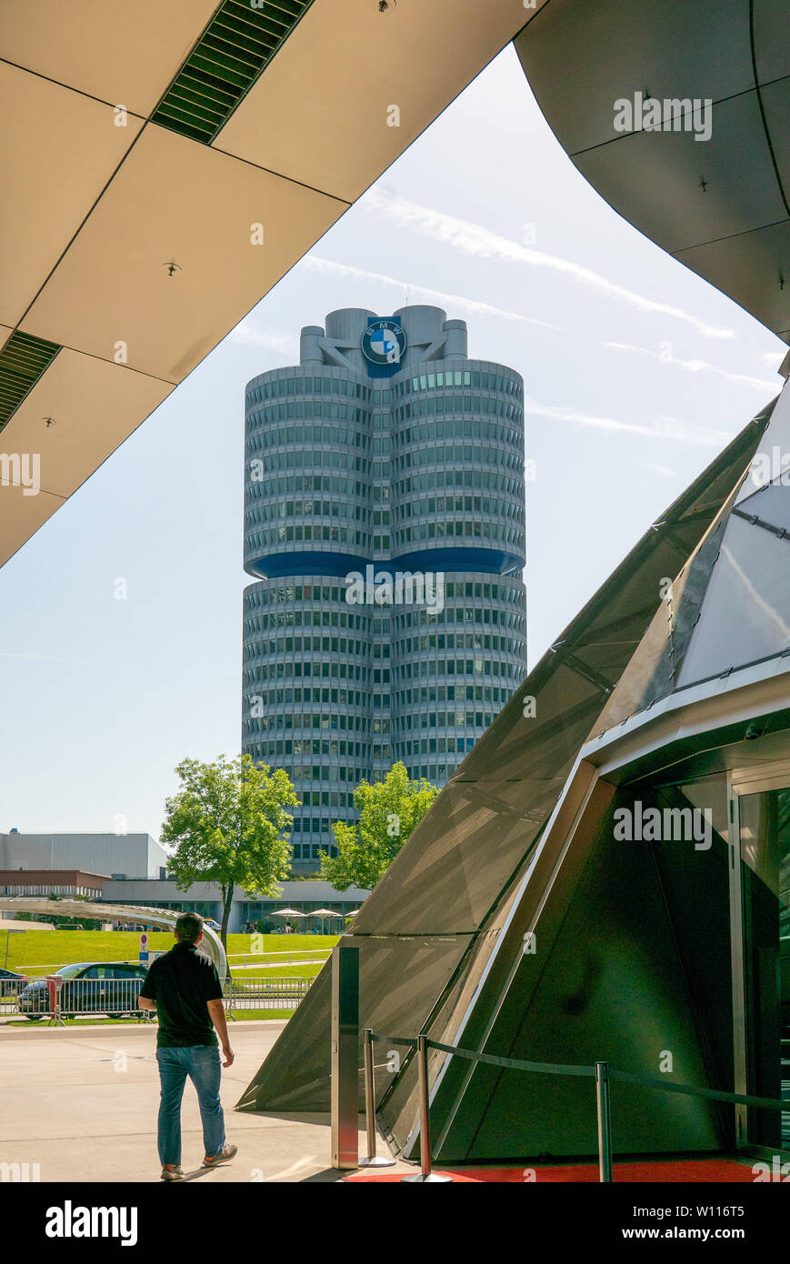 MUNICH, GERMANY - JUNE 14, 2019: The BMW Headquarters, also known as ...