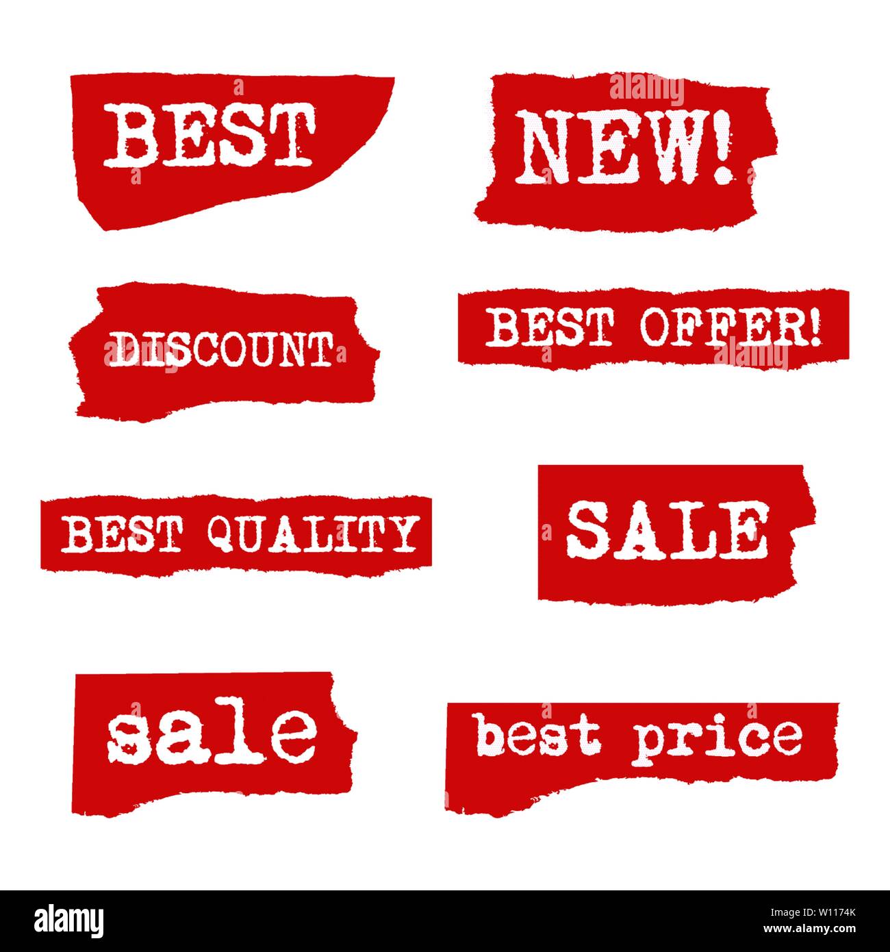 set of different rough advertising promotion labels and stickers Stock ...