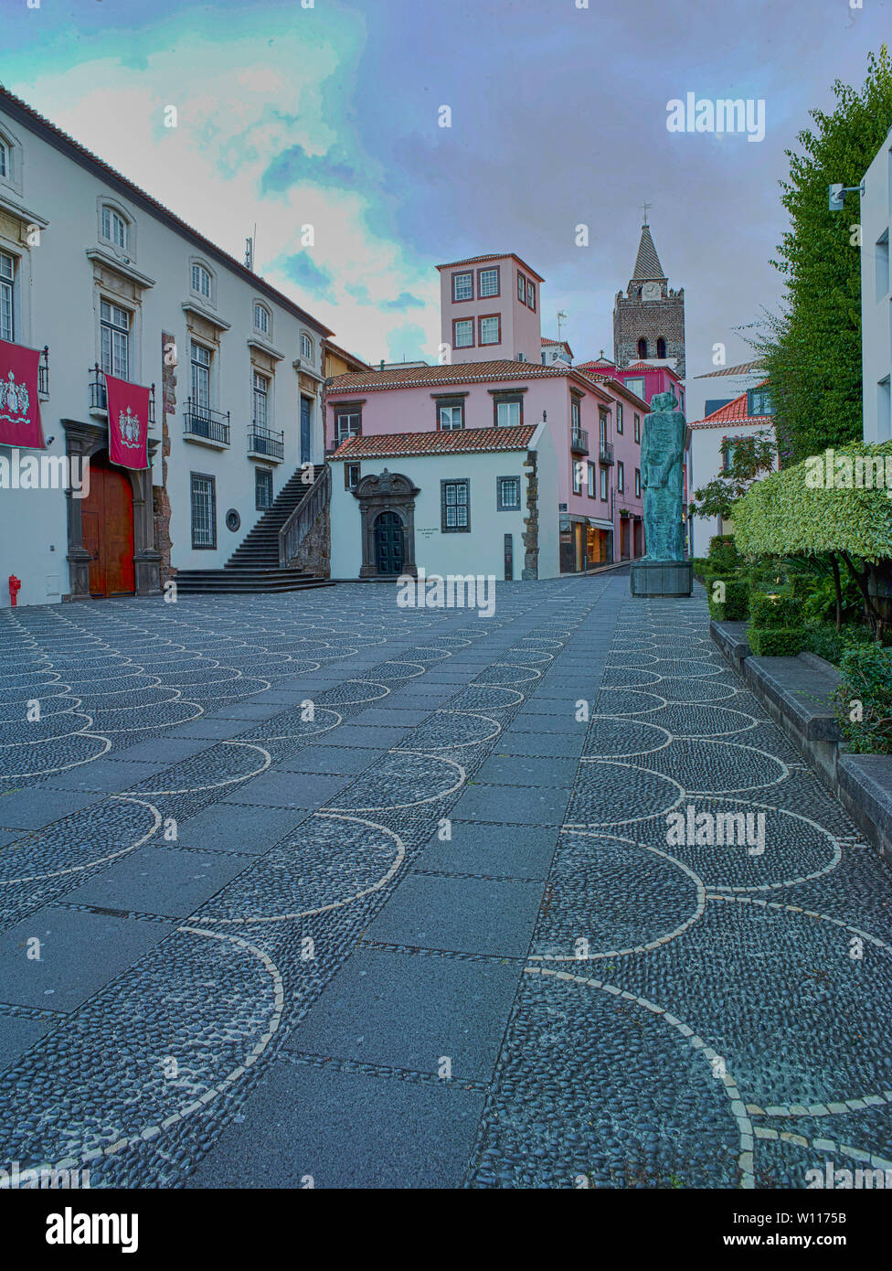 Architecture of the old town Funchal, Madeira, Portugal with classical ...
