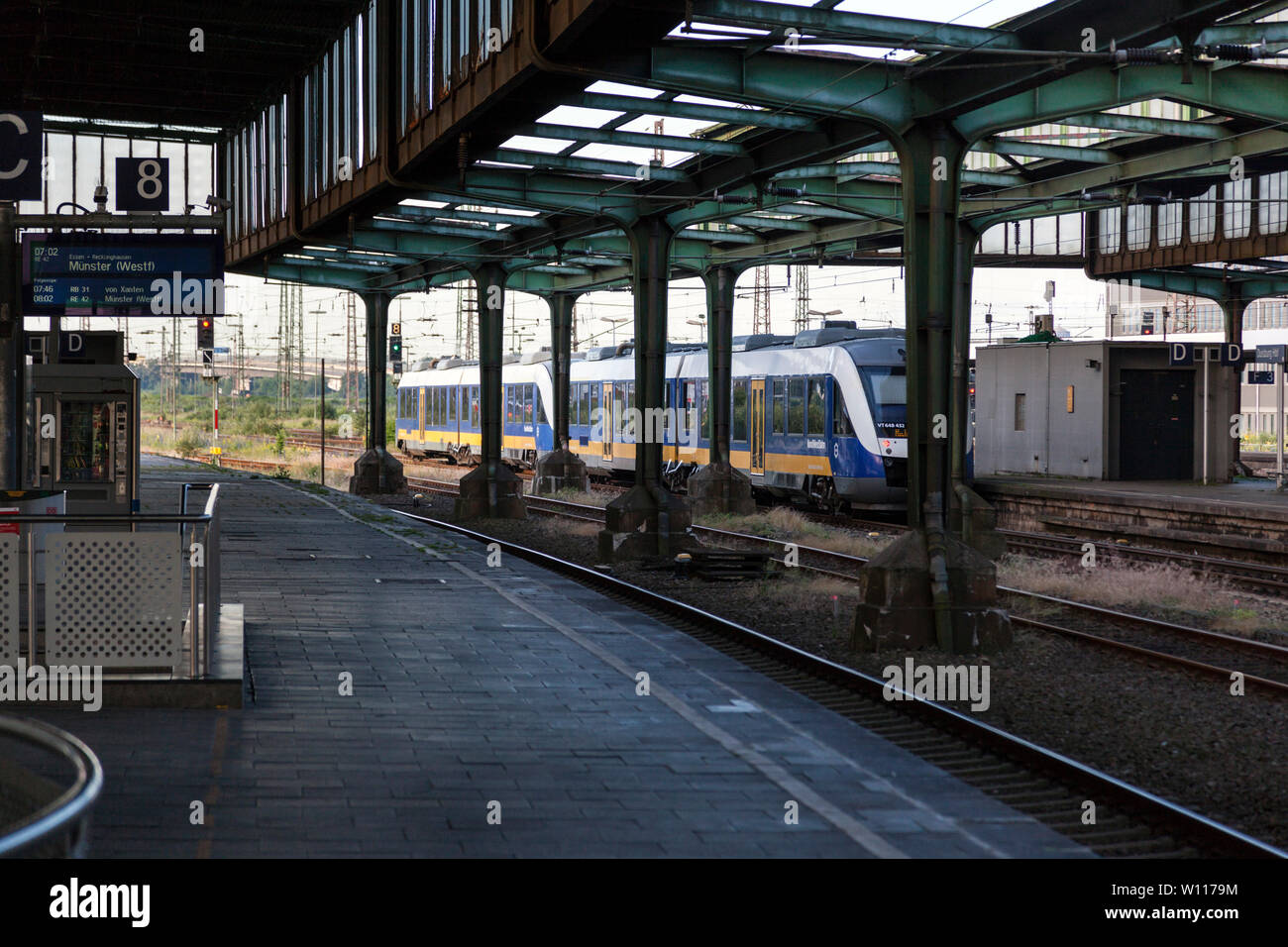 Train of the NWB, NordWestBahn on the Duisburg main station Stock Photo ...