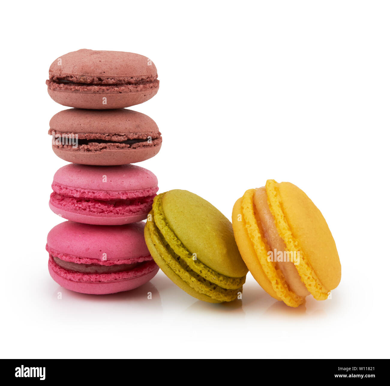 french colorful macarons isolated on white background Stock Photo - Alamy