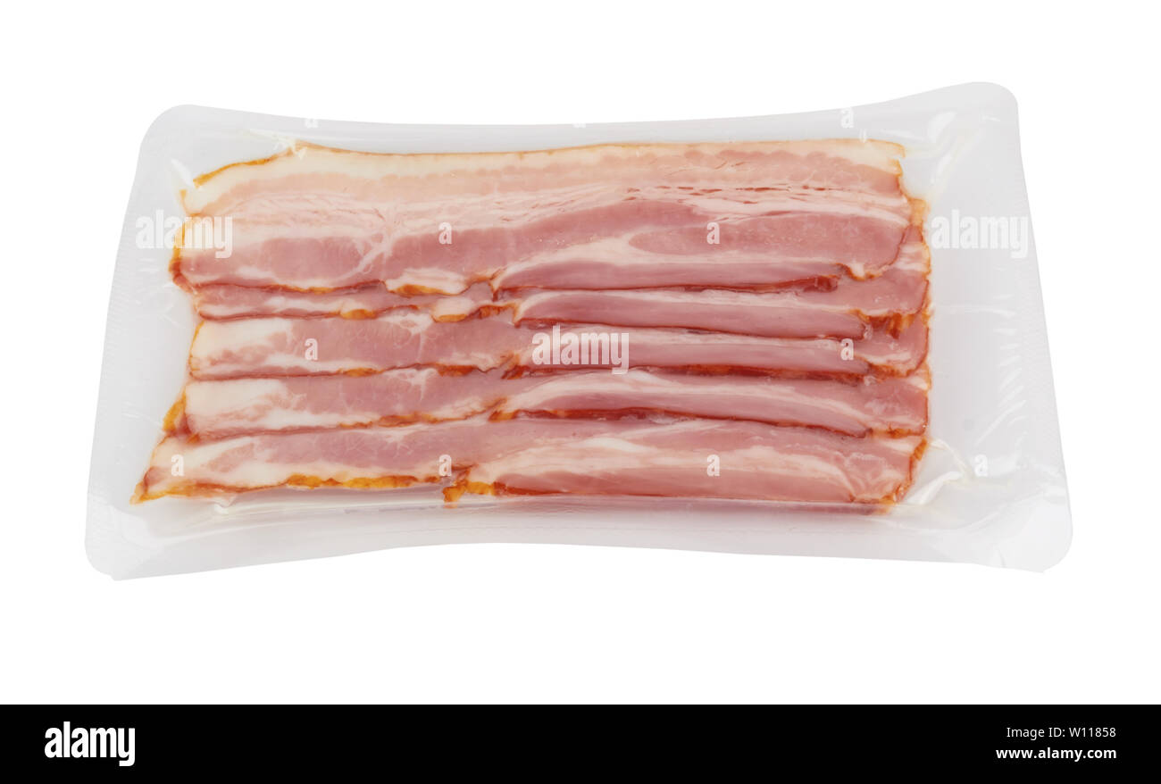 Raw bacon isolated on white background Stock Photo - Alamy
