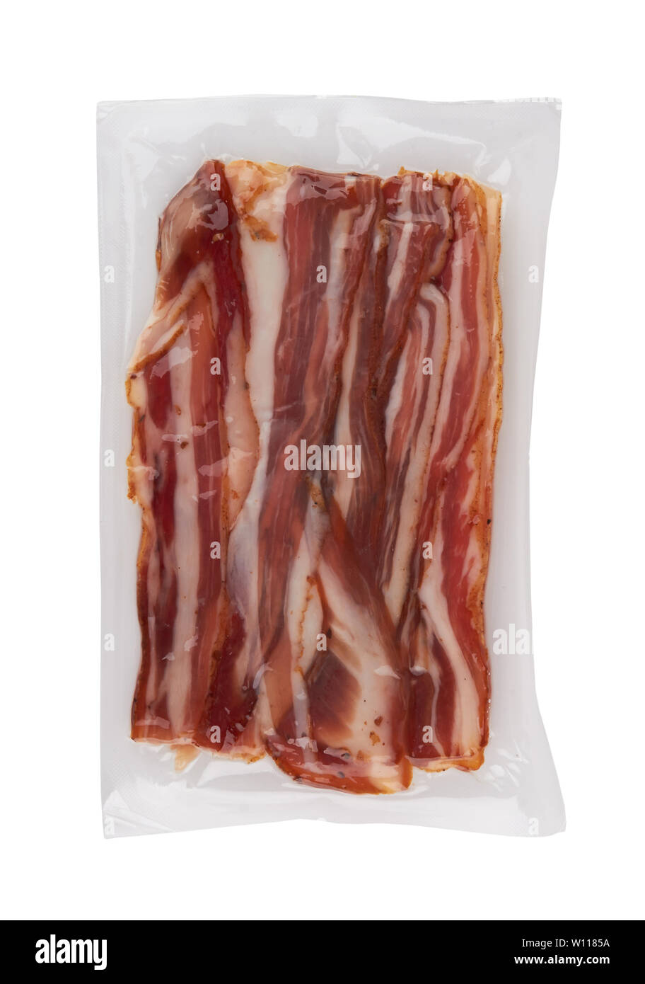 Raw bacon isolated on white background Stock Photo - Alamy
