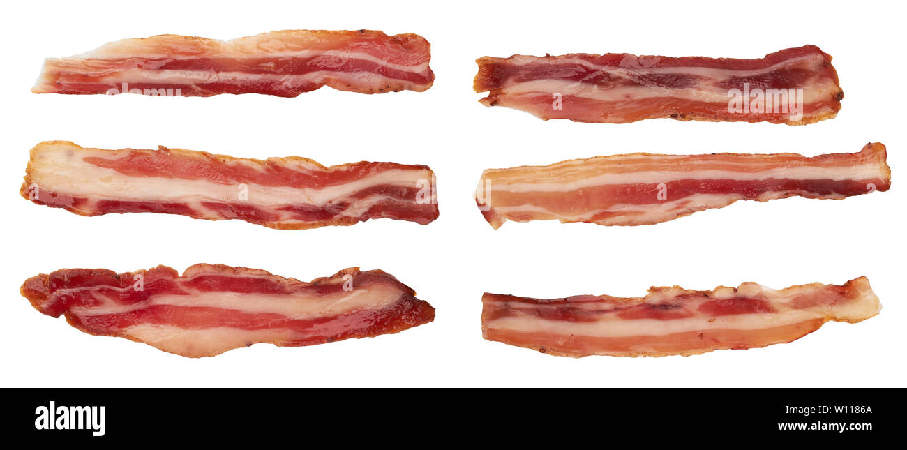 Raw bacon isolated on white background Stock Photo - Alamy