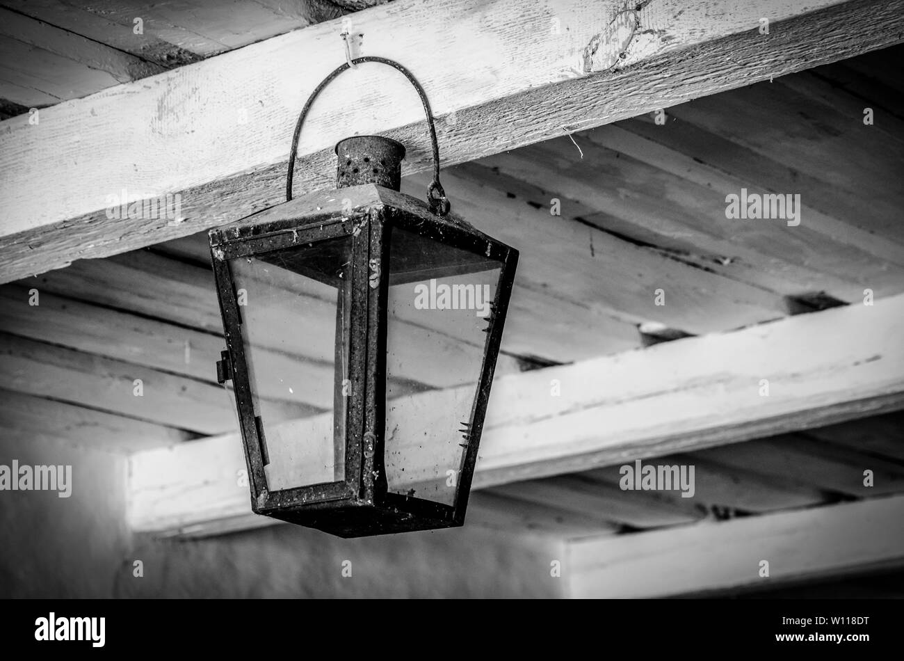 Vintage style lamp hanging Black and White Stock Photos & Images - Alamy