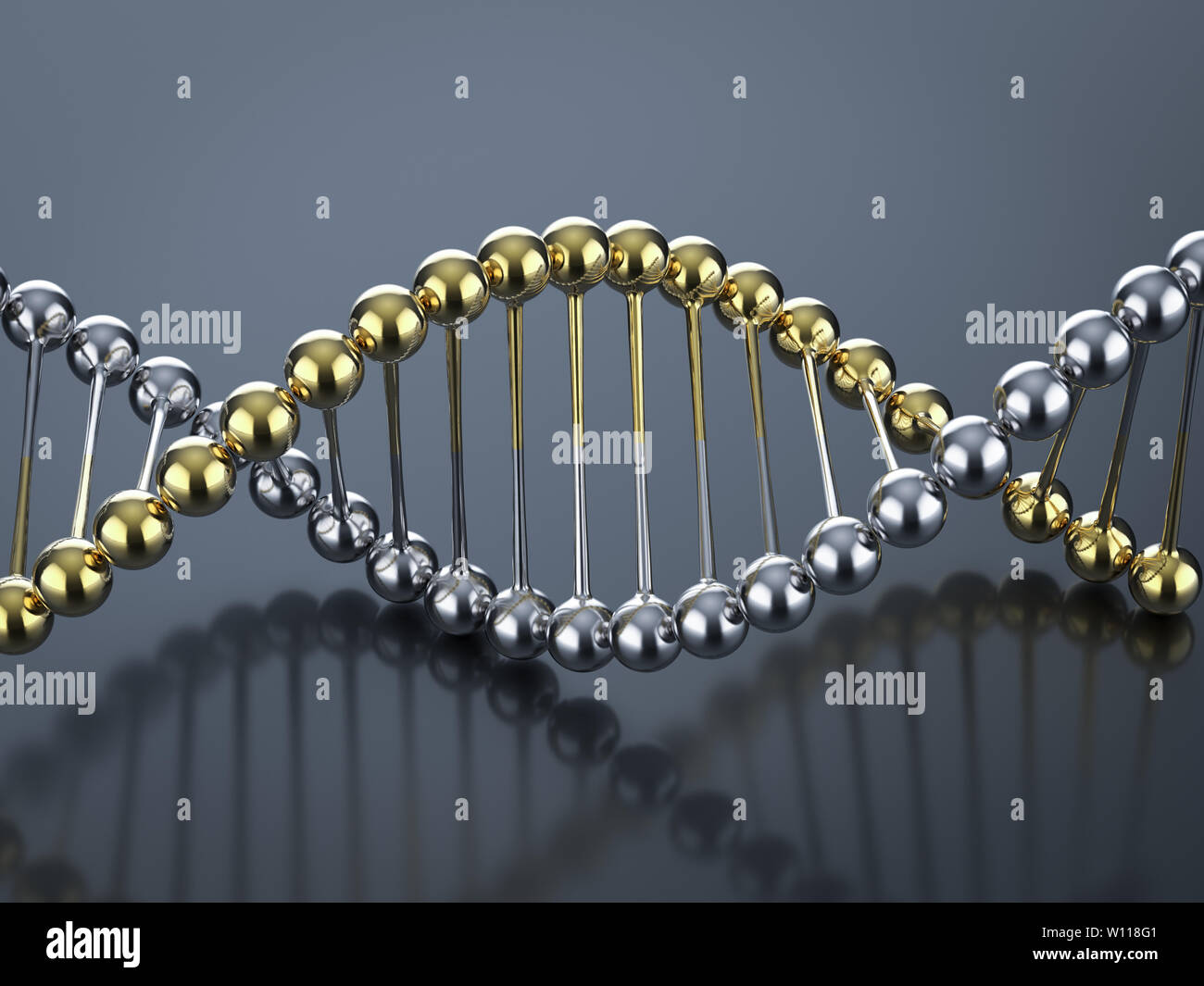 3d rendering gold and silver dna helix structure Stock Photo - Alamy