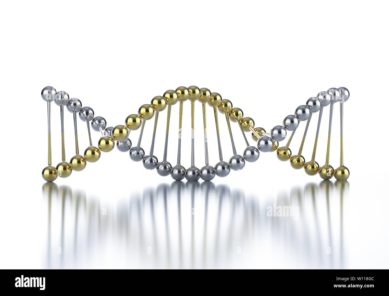 3d rendering gold and silver dna helix structure Stock Photo - Alamy