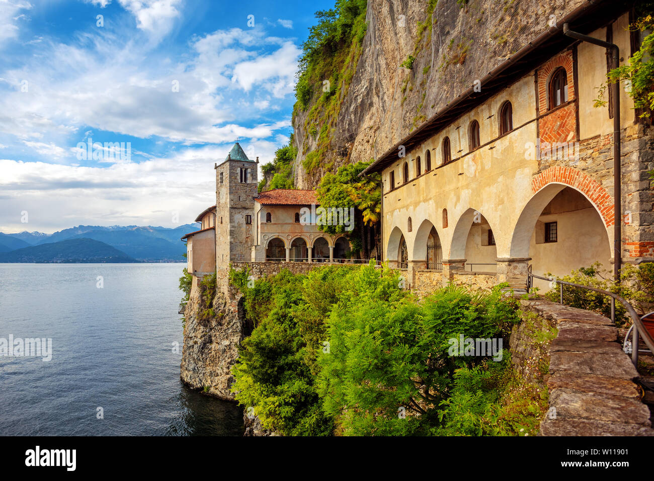 Santa Caterina del Sasso hermitage monastery is a popular landmark on ...