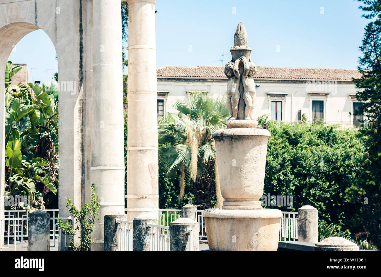 Traditional architecture of Catania, baroque pillars - fragment of ...