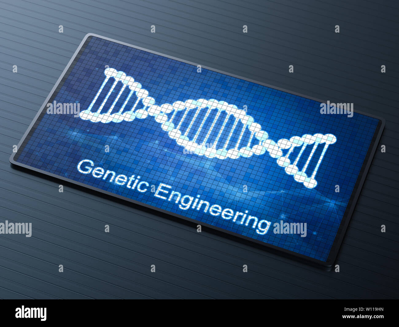 Genetic engineeering concept with 3d rendering digital screen display ...