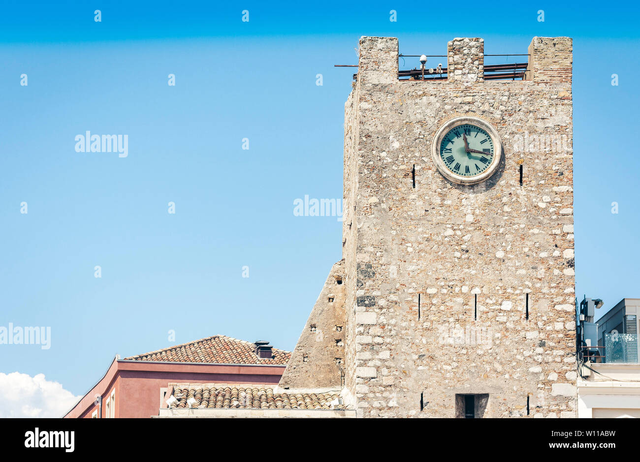 Facade wall of old baroque building in Taormina, traditional ...