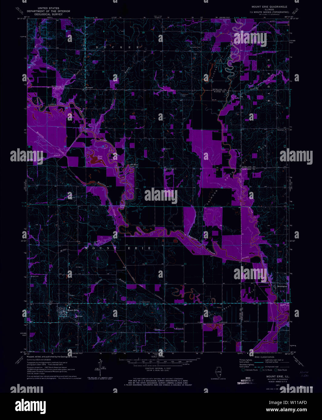 USGS TOPO Map Illinois IL Mount Erie 308246 1971 24000 Inverted ...