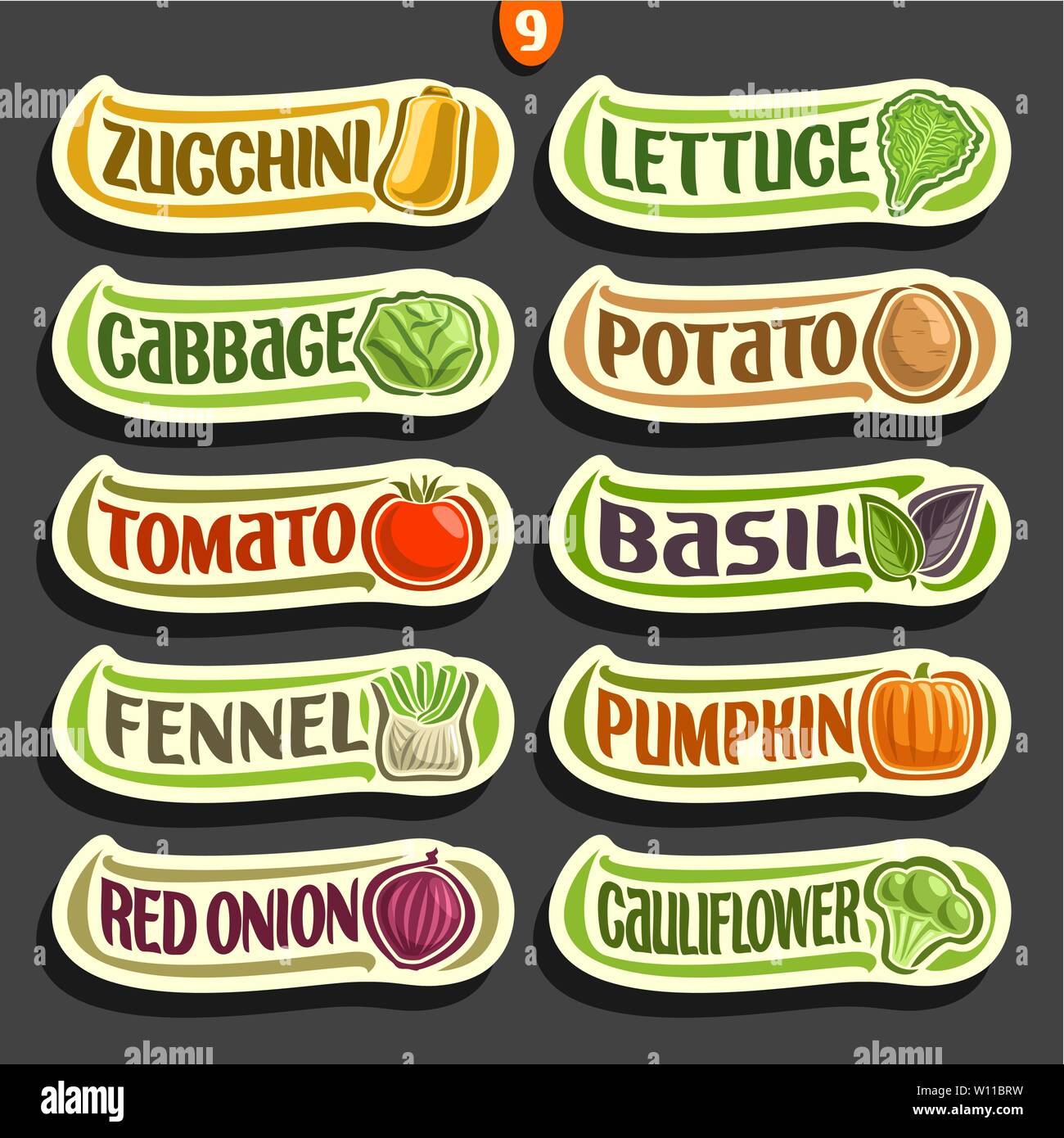 Vector labels for Vegetables Stock Vector Image & Art - Alamy
