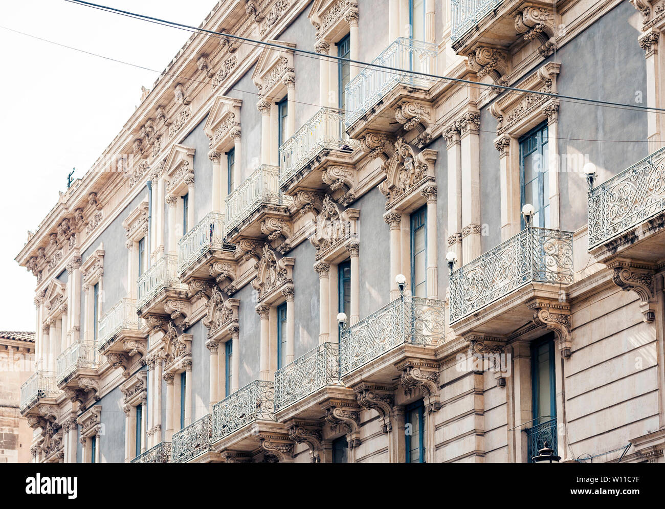 Sicily, beautiful cityscape of Italy, historical street of Catania ...