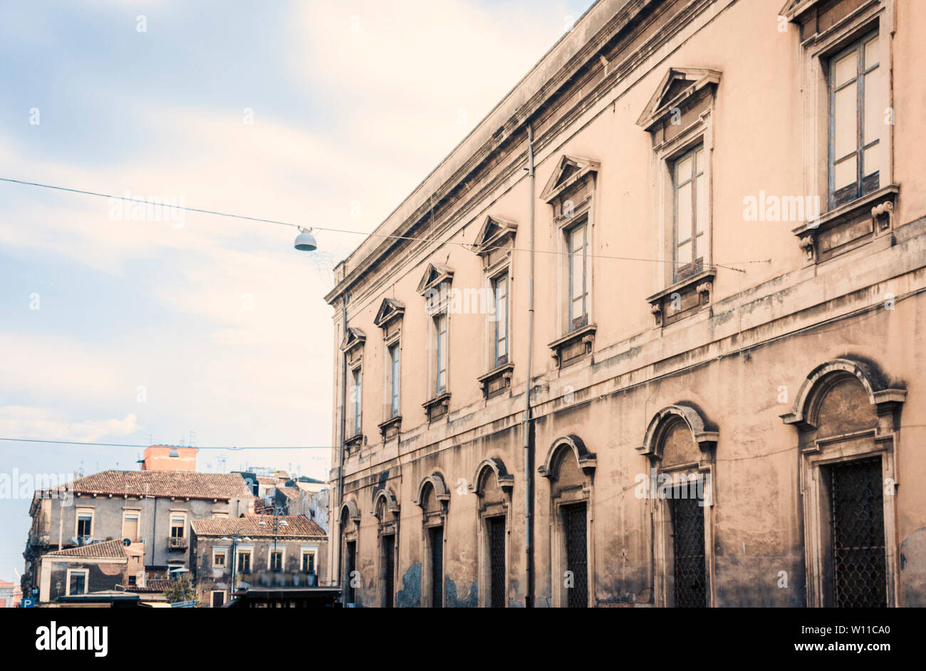 Sicily, beautiful cityscape of Italy, historical street of Catania ...