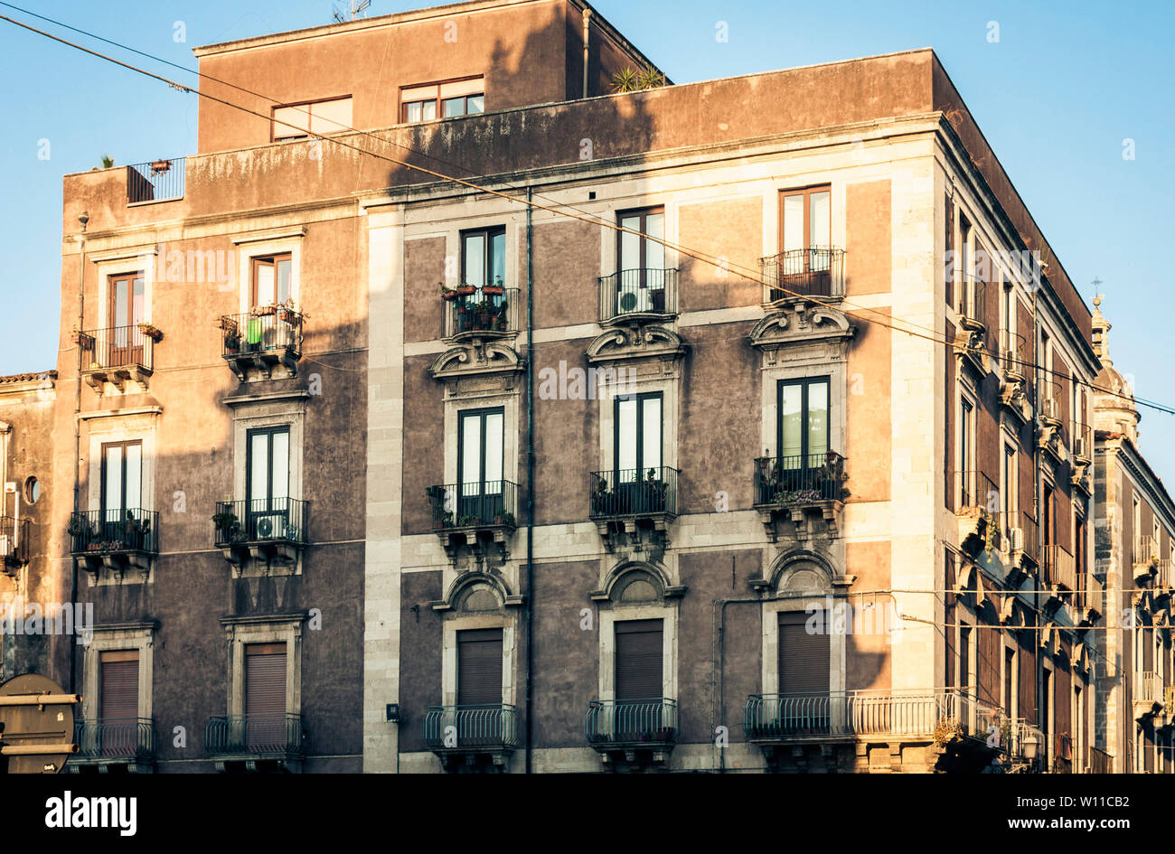 Sicily, beautiful cityscape of Italy, historical street of Catania ...