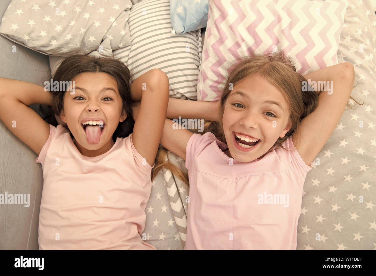 Having fun with best friend. Children playful cheerful mood having fun ...