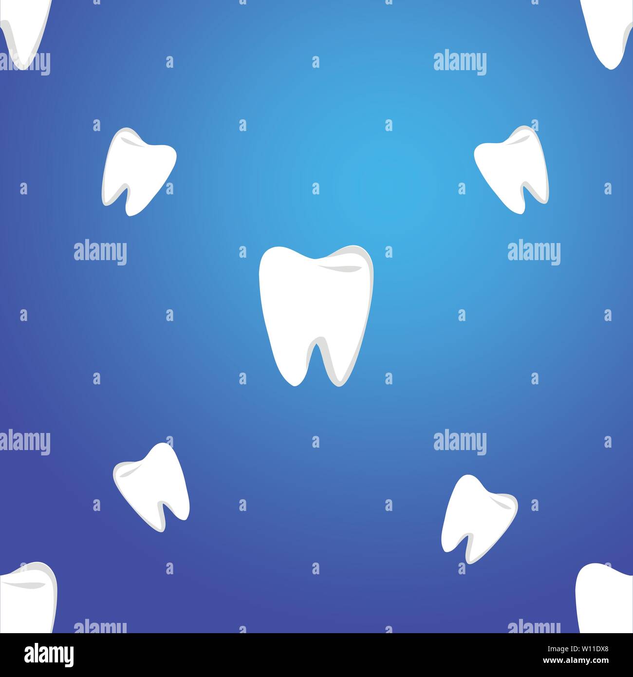 Vector seamless pattern with teeth on a blue background. The pattern of ...