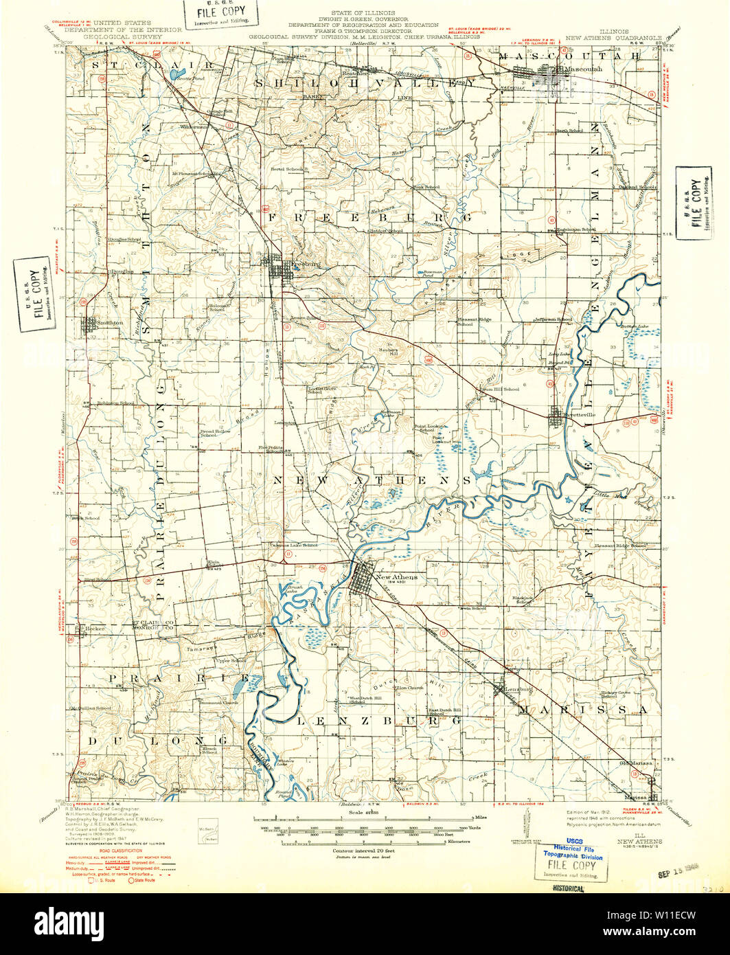 USGS TOPO Map Illinois IL New Athens 309800 1912 62500 Restoration ...
