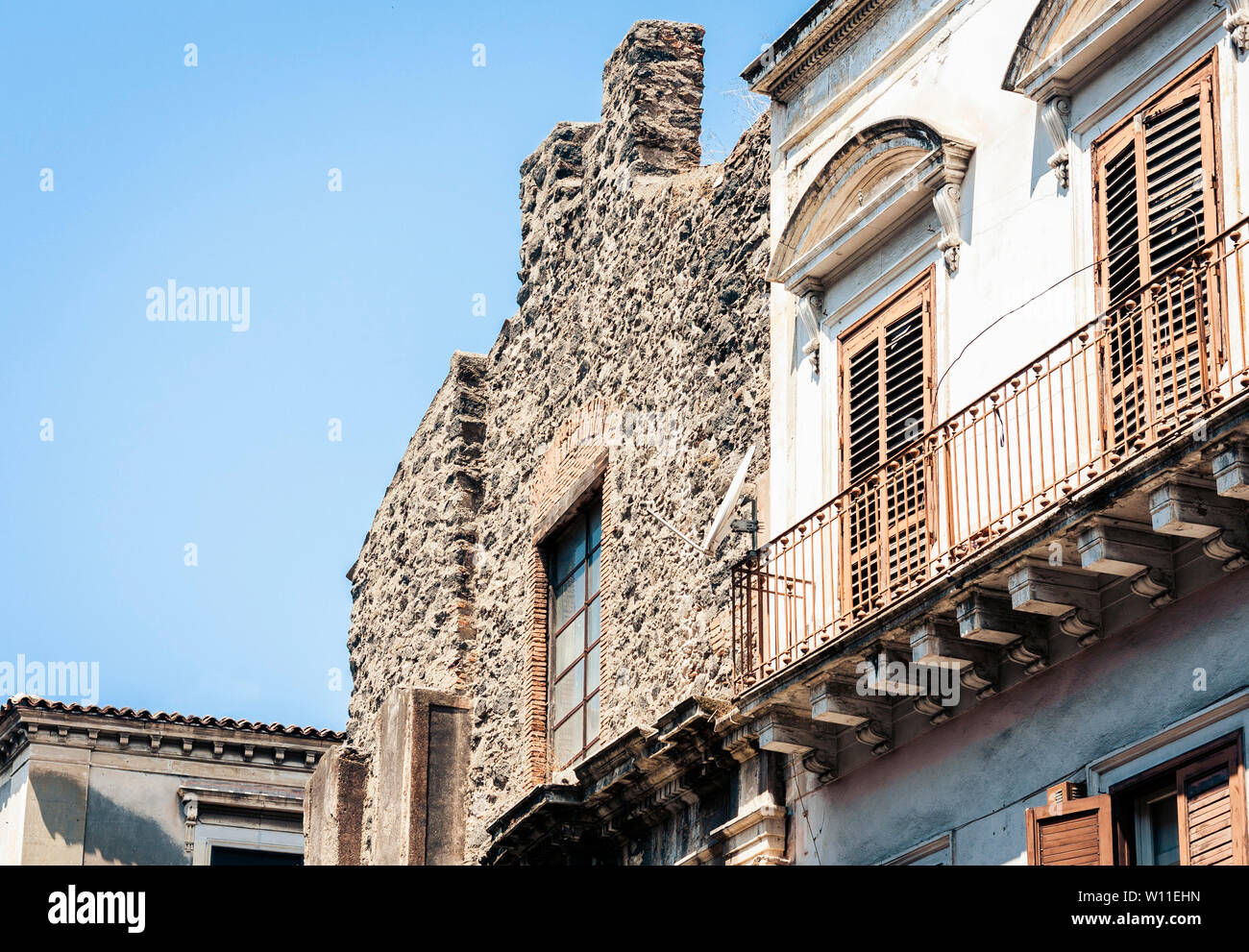 Sicily, beautiful cityscape of Italy, historical street of Catania ...
