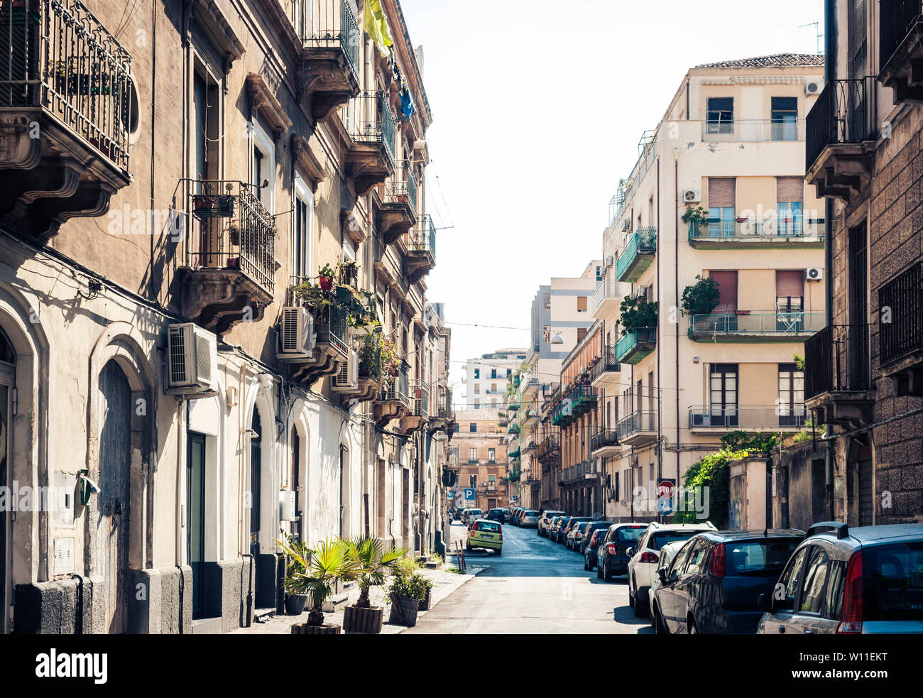Sicily, beautiful cityscape of Italy, historical street of Catania ...