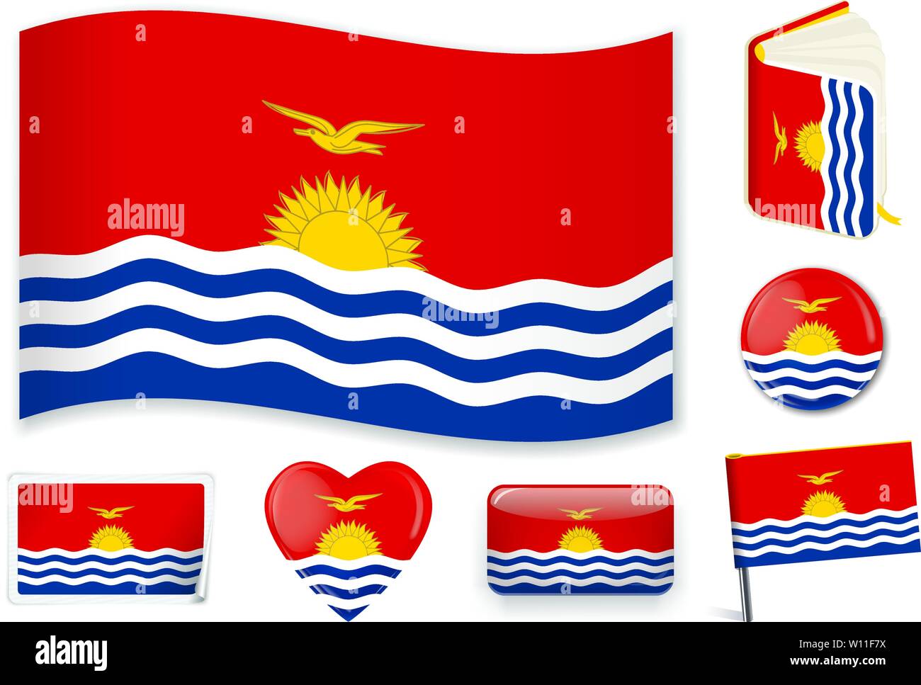 Kiribati national flag. Vector illustration. 3 layers. Shadows, flat ...