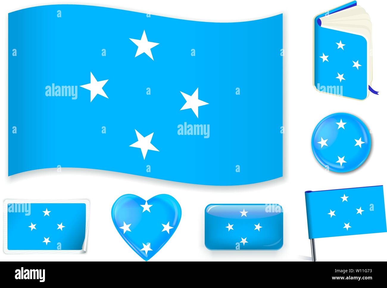 Micronesia. Micronesian national flag. Vector illustration. 3 layers ...